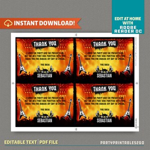 Rockstar Party Thank You Cards classic INSTANT DOWNLOAD - Etsy