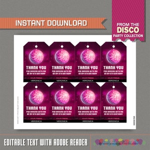 Disco Party Favor Tags / Disco Thank You Tag (pink) - Disco Dance ...