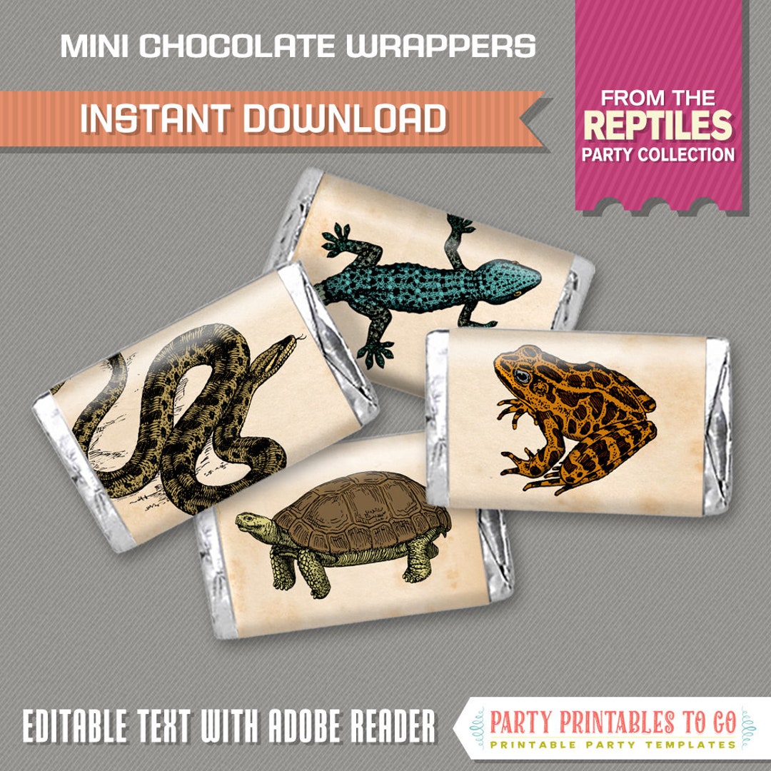 Reptile Party Mini Chocolate Wrappers - INSTANT DOWNLOAD - Reptile ...