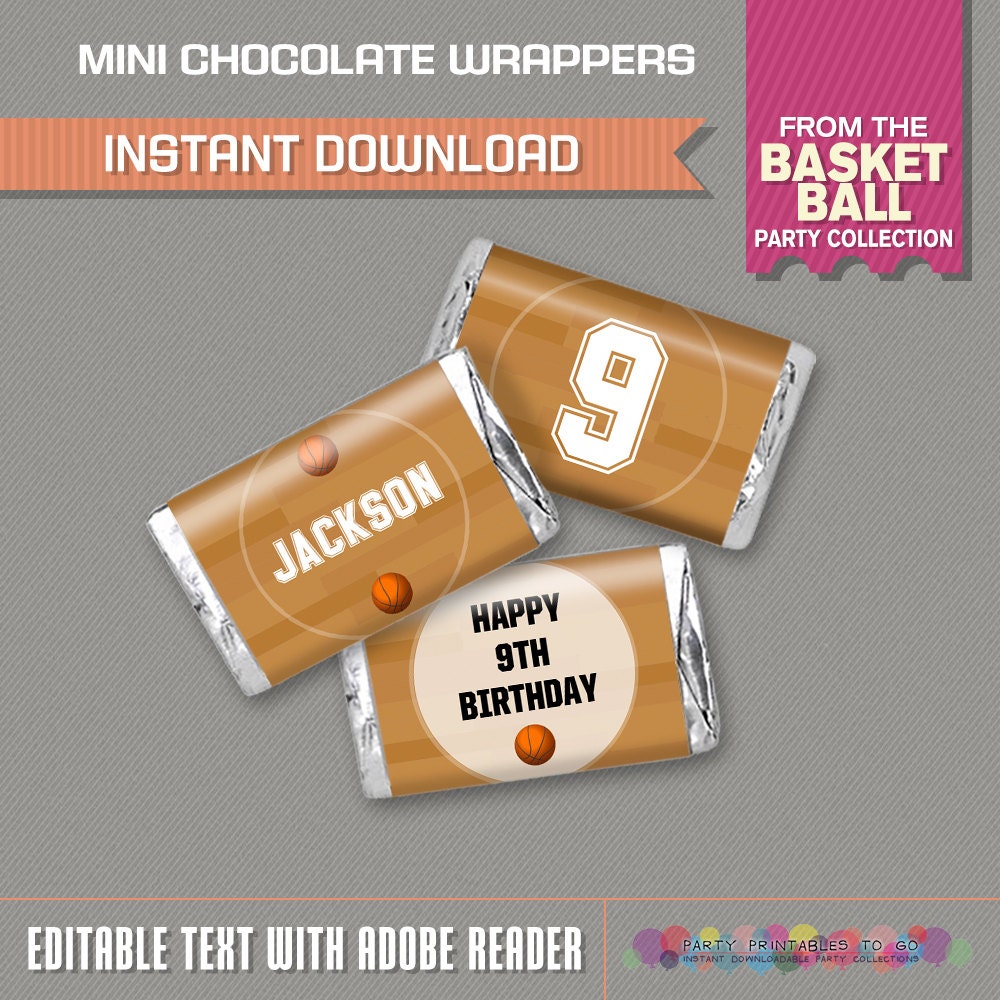 Basketball Party Mini Chocolate Wrappers Basketball Birthday | Etsy