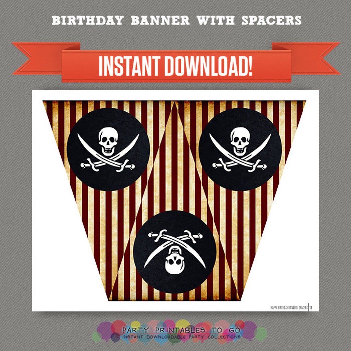 Pirates Party Printable Birthday Banner With Spacers - Etsy
