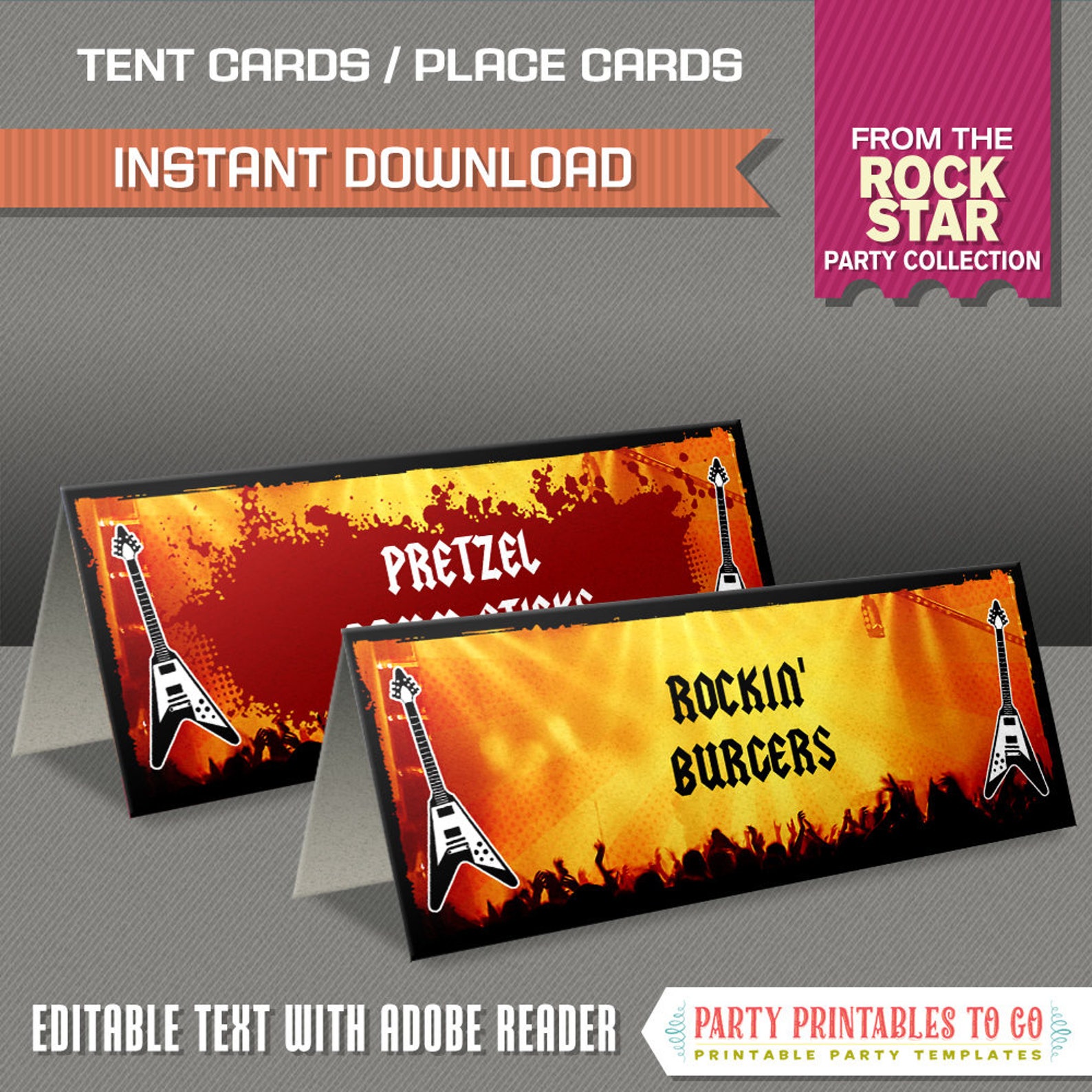 Rockstar Party Food Label / Rockstar Place Cards INSTANT - Etsy