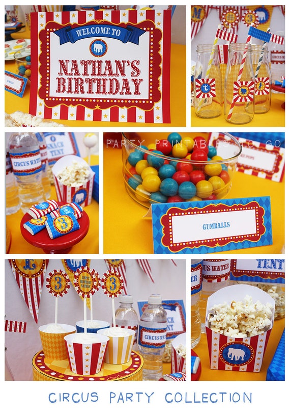 Circus or Carnival Birthday Printable Party Collection & Invitation ...