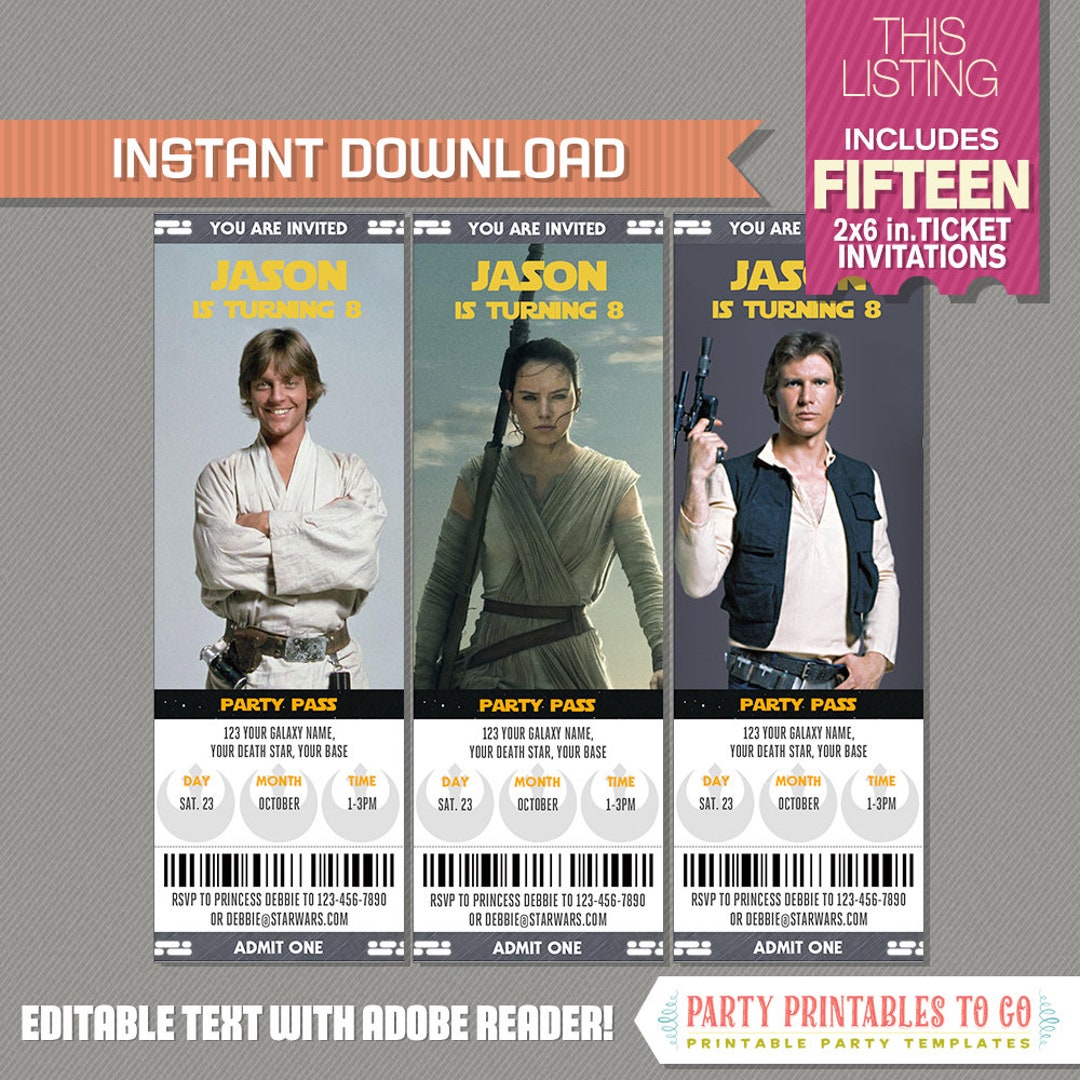 Star Wars Party Invitations rebel Alliance INSTANT DOWNLOAD Star Wars ...