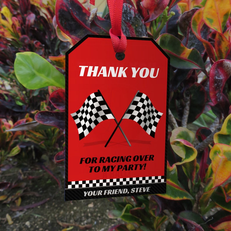 Race Car Party Favor Tag / Race Car Thank You Tag Race Car - Etsy