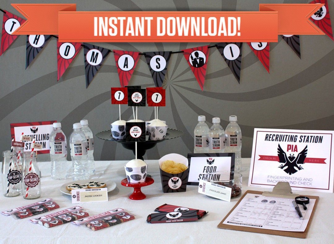 Secret Agent Birthday Party / Spy Birthday Party Printable Collection ...