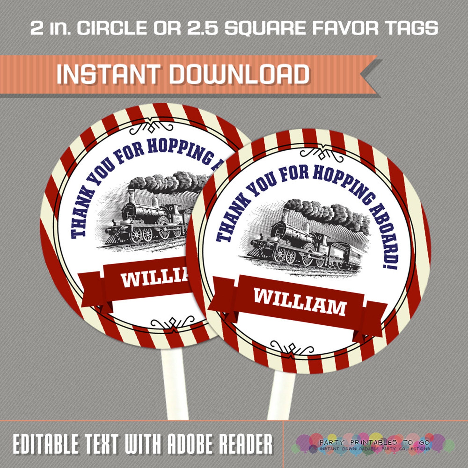 Train Party Printable Favor Tags Train Party Thank You Tags - Etsy