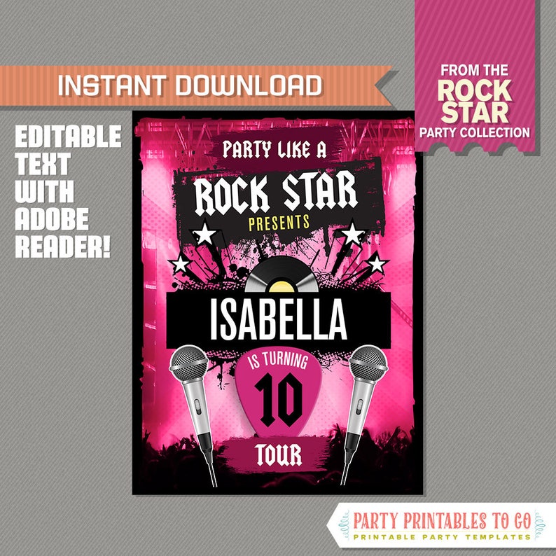 Rockstar Party Welcome Sign INSTANT DOWNLOAD Rockstar - Etsy