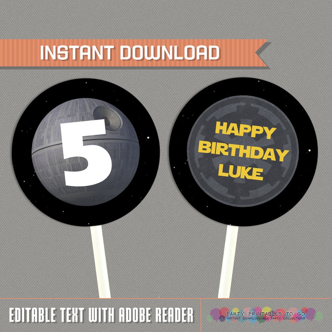Star Wars Party Printable Birthday Labels Instant Download Editable PDF ...