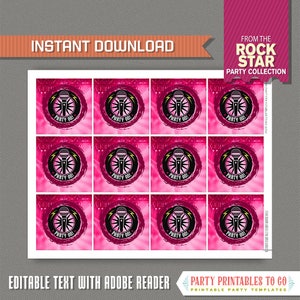 Rockstar Party Printable Birthday Labels - Rockstar Cupcake Toppers ...