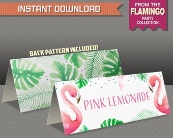 Flamingo Party Place Cards Food Labels Printable Flamingo - Etsy