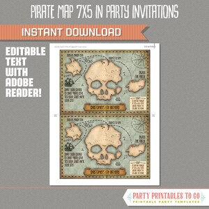 Pirate Map Party Invitation Version 2 - INSTANT DOWNLOAD - Treasure Map ...