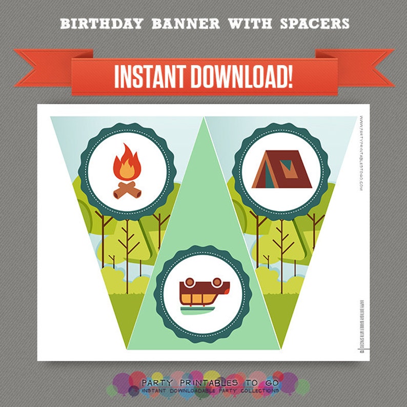 Camp Out / Camping Party Printable Birthday Banner With - Etsy