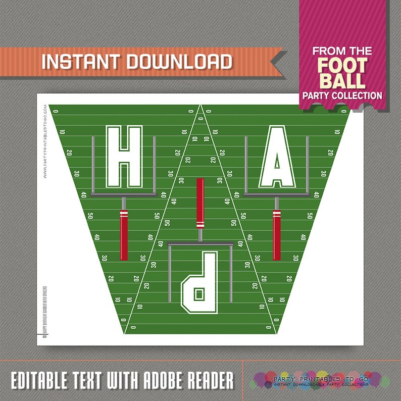 Football Birthday Banner With Spacers INSTANT DOWNLOAD - Etsy