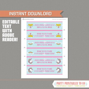 Unicorn Party Wide Treat Bag Toppers - Unicorn Treat Bag Labels ...