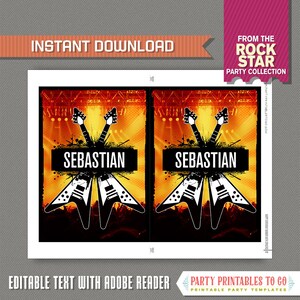 Rockstar Party Printable Birthday Banner With Spacers - Editable PDF ...
