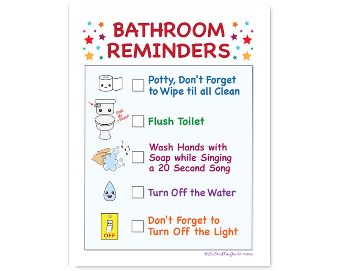 Bathroom Reminder for Kids Instant Download Printable | Etsy