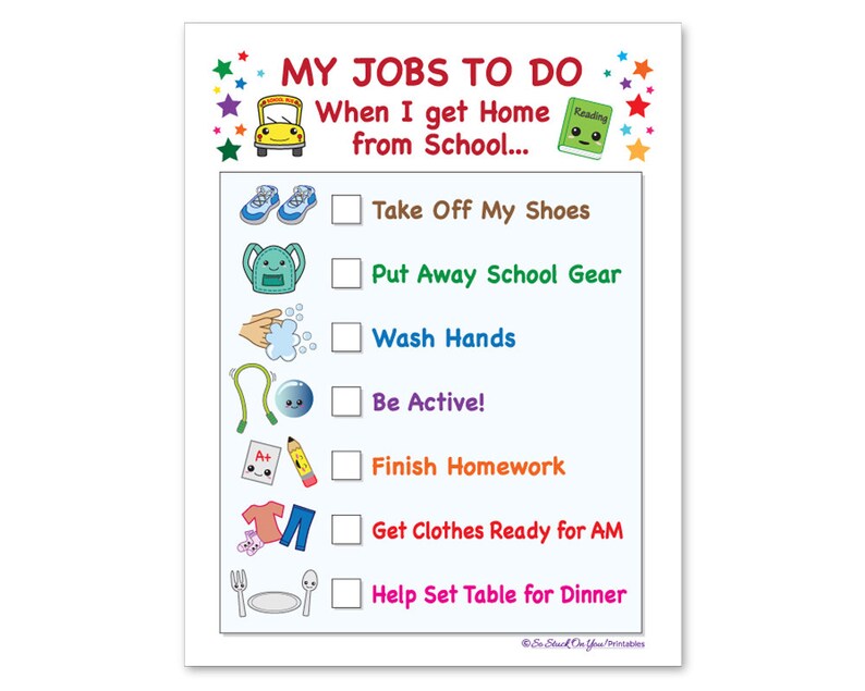 Routine Chore Chart for Afterschool Instant Download | Etsy