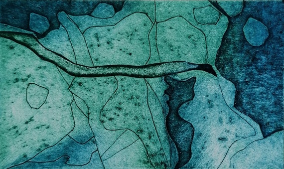 Contemporary Art Wall Art Fine Art Print Original collagraph print ...