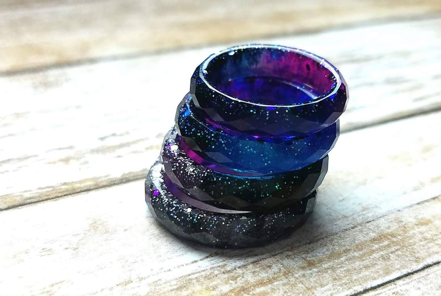 Galaxy Resin Rings Handmade Jewelry Rings Galaxy Ring Resin | Etsy