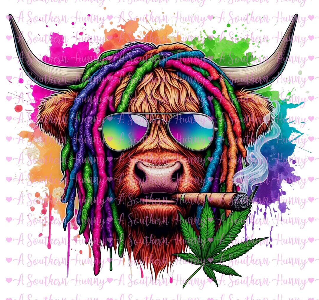 Blunt Highland Cow Png, 420, Weed, T-shirt Design, Unisex Design - Etsy