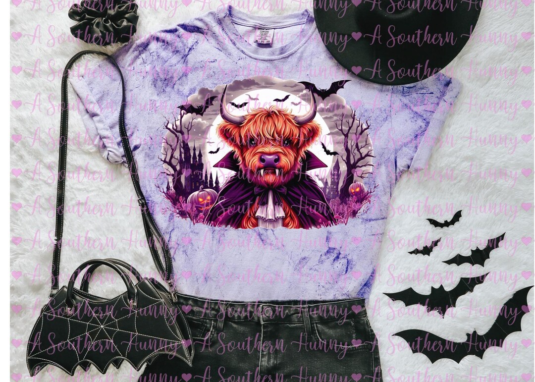 Haunted Halloween Highland PNG, Vampire Highland Cow, Horror ...