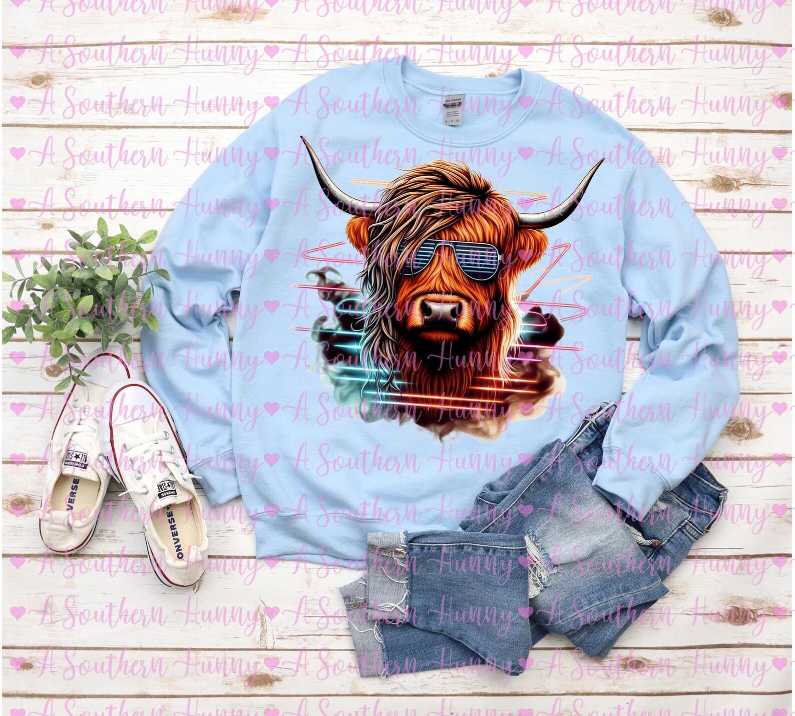 80's Rockin Heifer Png, Vintage, Highland Cow, Retro, Rock N Roll ...