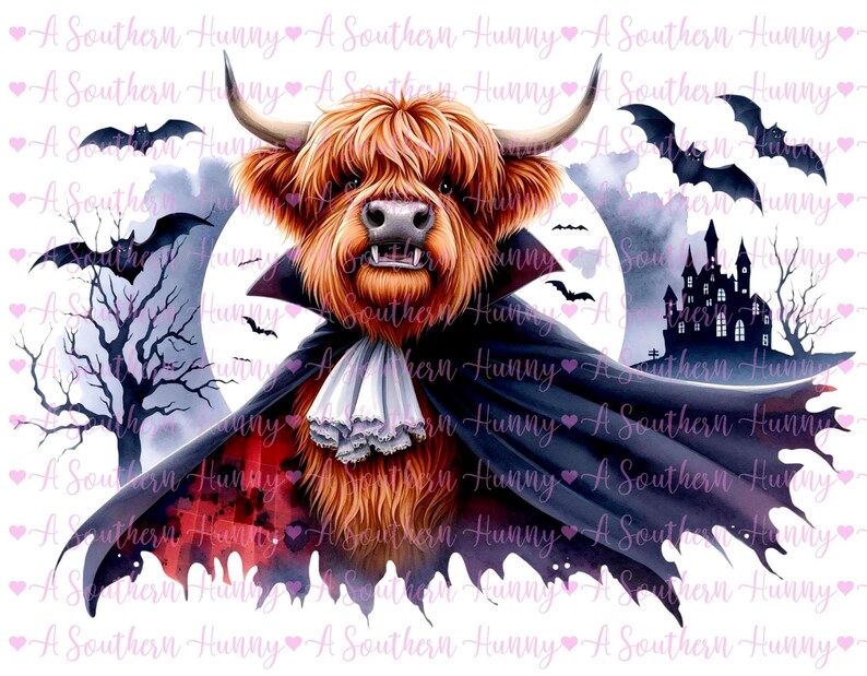 Dracowla Highland Cow Png, Halloween Png, Fall, Sublimation Png - Etsy