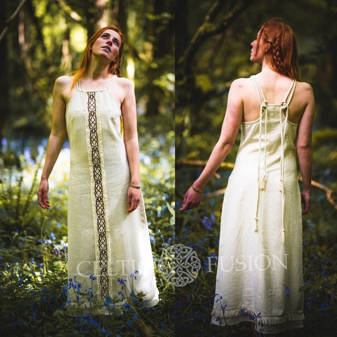LIGHT KNOTWORK DRESS Folk, Pagan, Raw Dress, Ozora, Meditation Gown ...