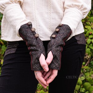 OAK TWEED GLOVES | Fingerless Tweed Wool Gloves, Wrist Warmers, Fleece ...