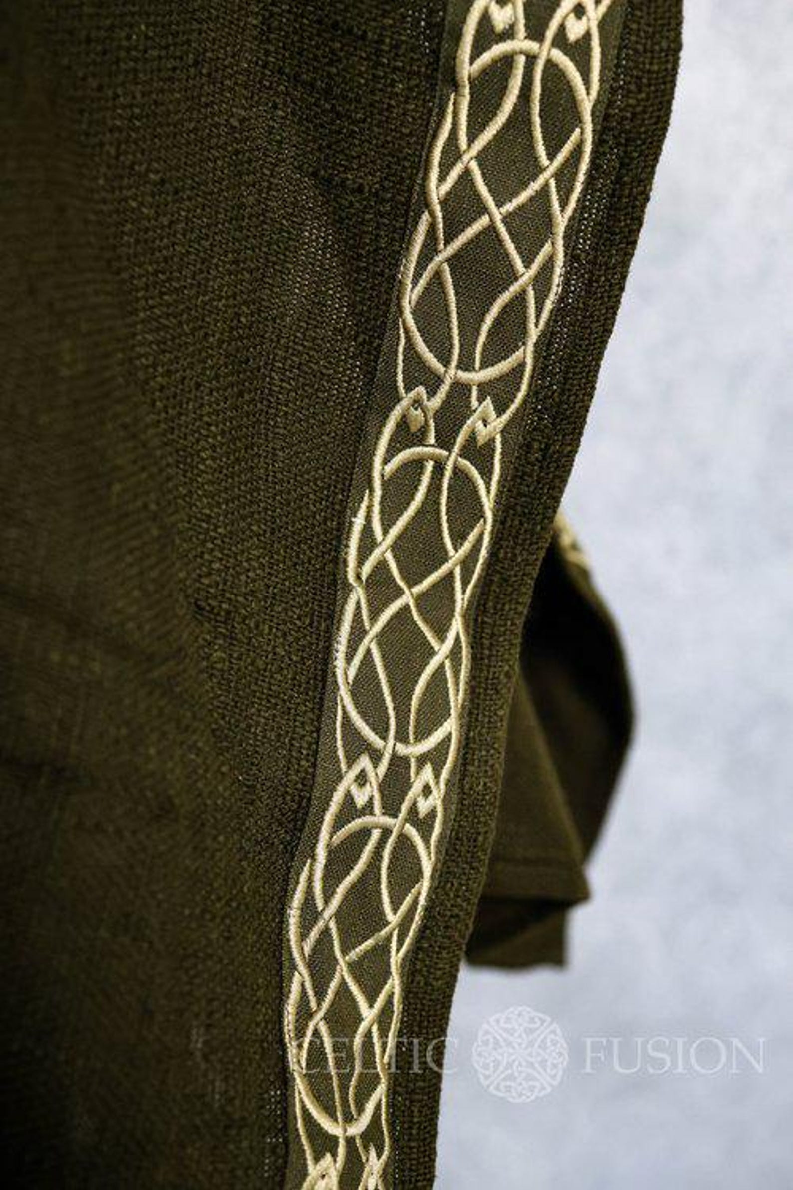 Hooded Druid Cloak: Green Handwoven Cotton Viking Cape With Celtic ...