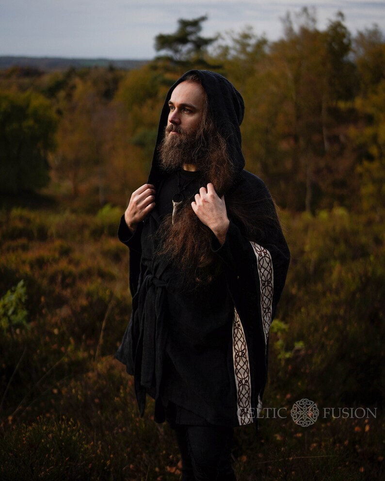 HOODED DRUID CLOAK Black or Green Viking Cloak Viking Cape - Etsy