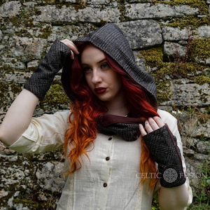 OAK TWEED GLOVES | Fingerless Tweed Wool Gloves, Wrist Warmers, Fleece ...