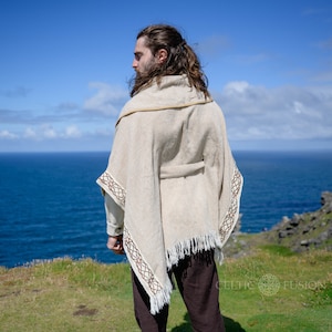 LIGHT WARRIOR CAPE. | Cream Hooded Wool Cloak, Viking Cloak, Wool ...