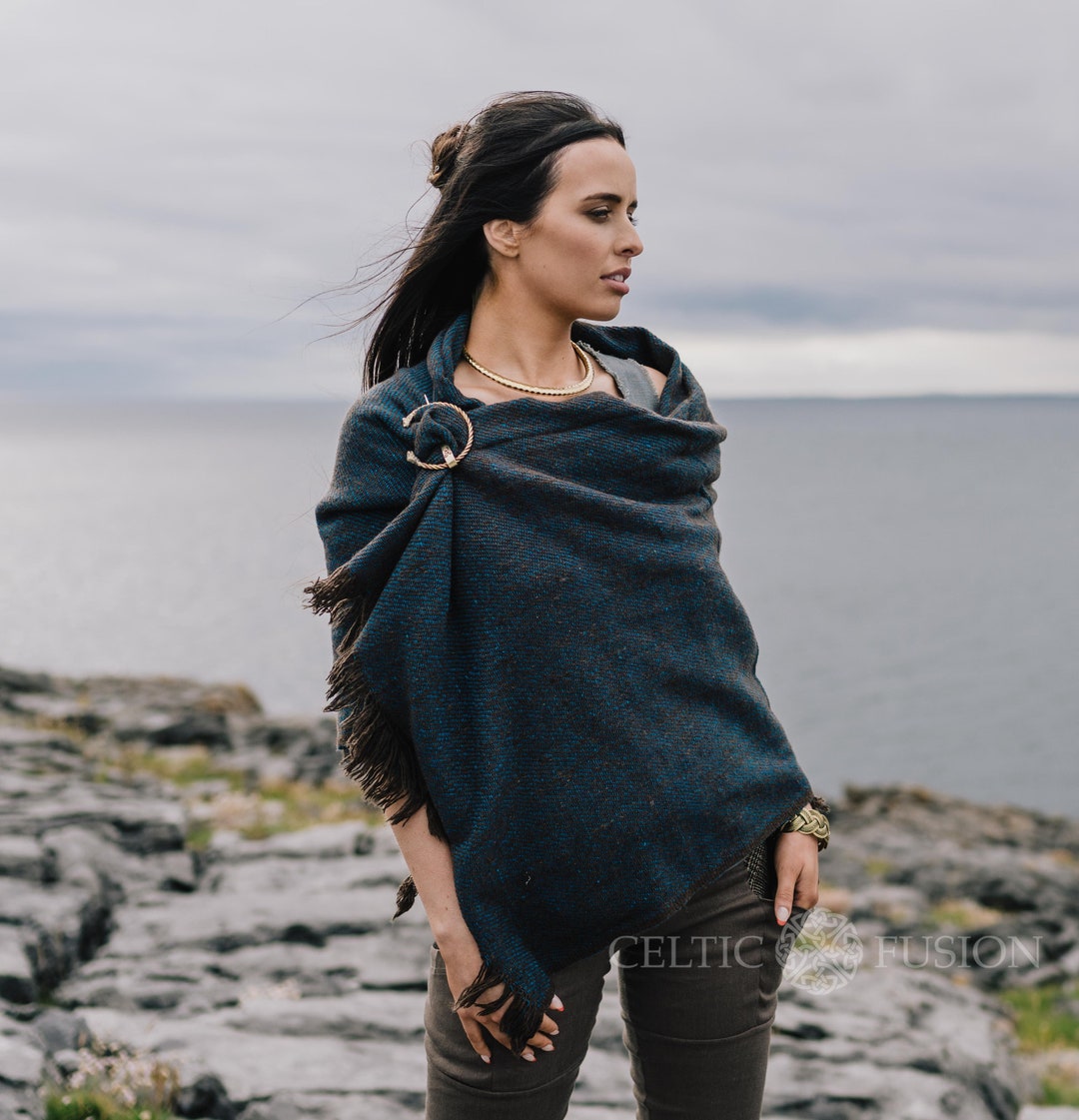 Handwoven Wool Celtic Shawl With Wolf Brooch | Viking Style - Etsy