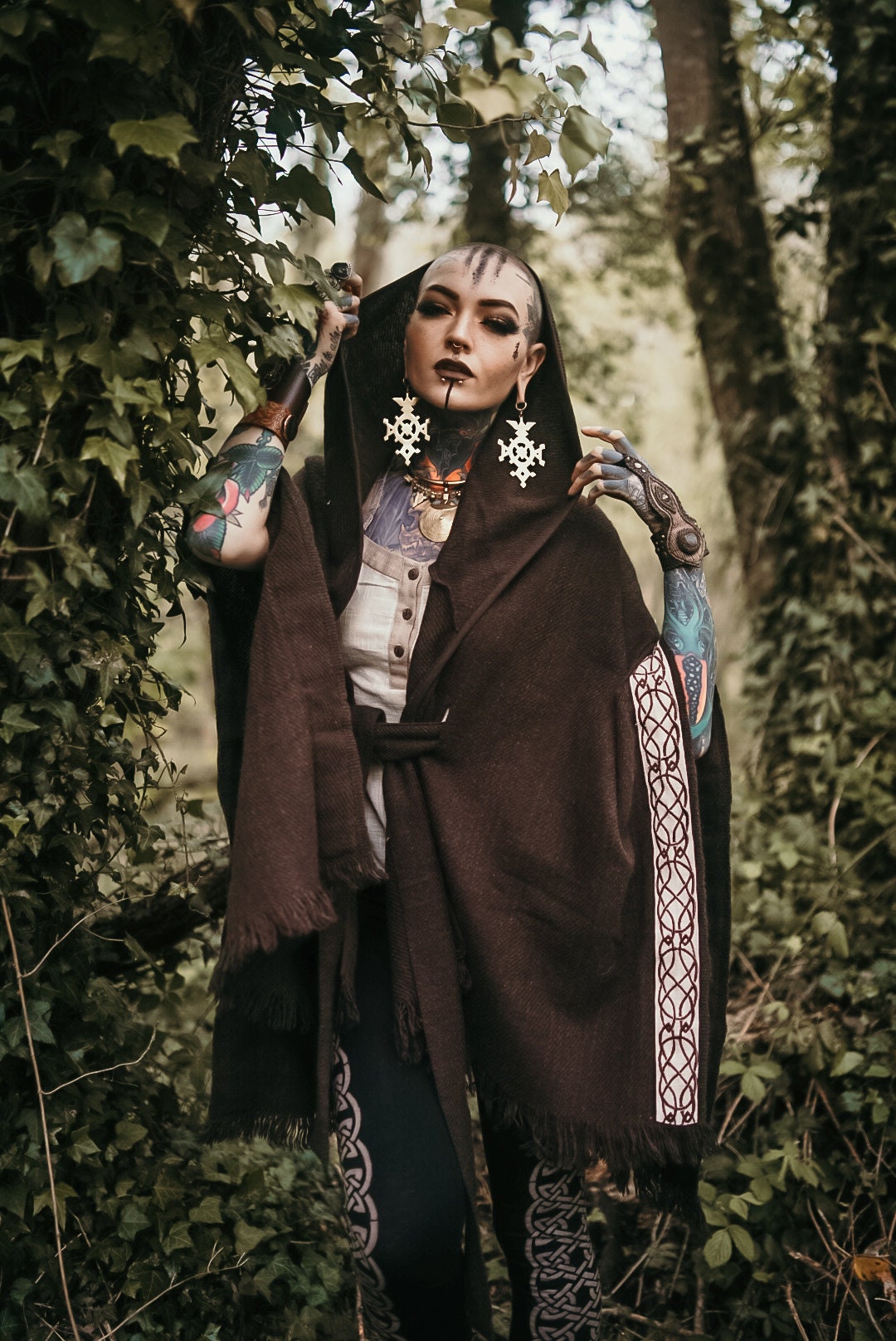 DARK & EARTHY CAPE Druid Cloak Boho Poncho Hooded Ruana - Etsy Australia