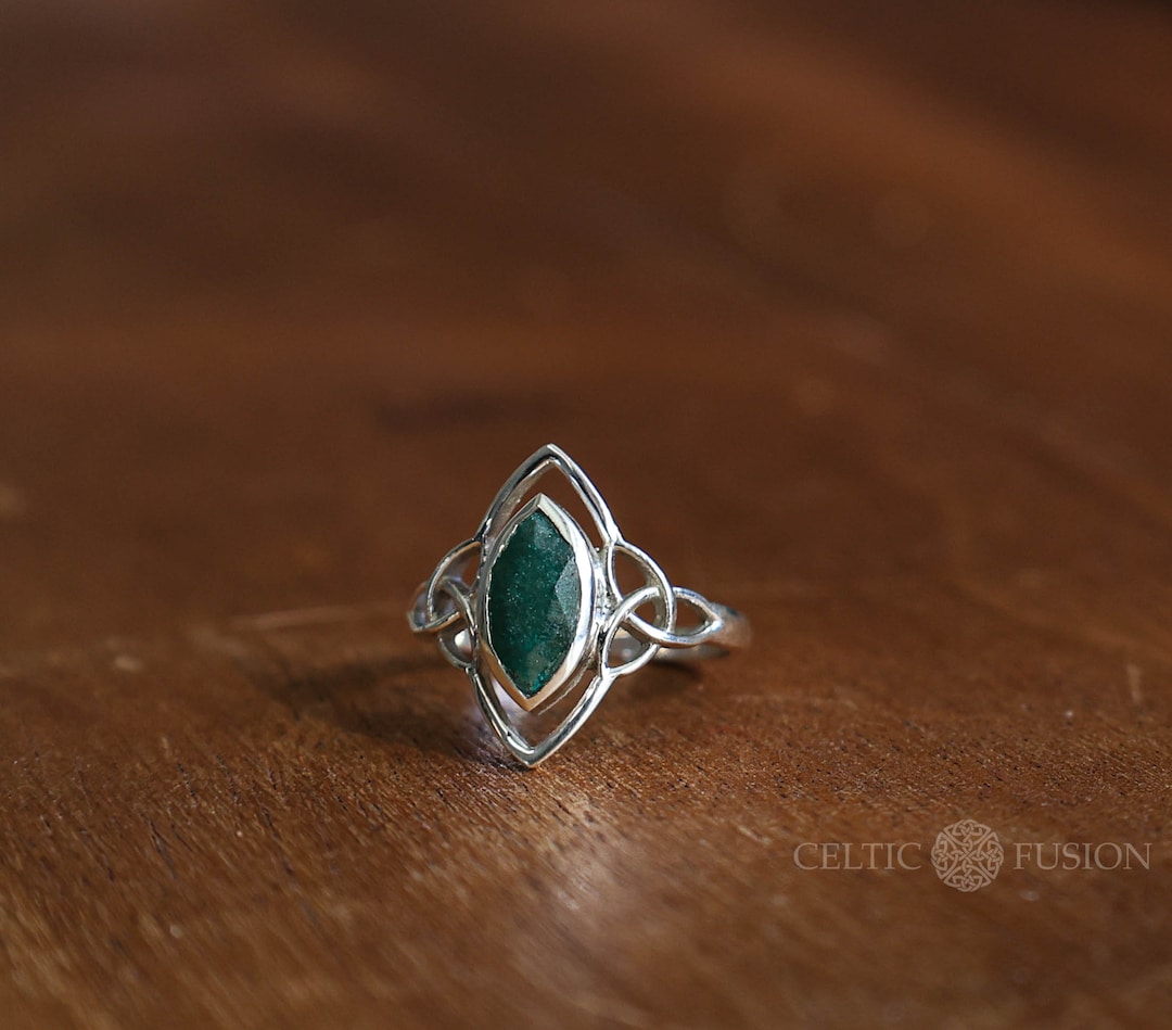 CELTIC JADE RING | Sterling Silver, Celtic Trinity Ring, Celtic Ring ...