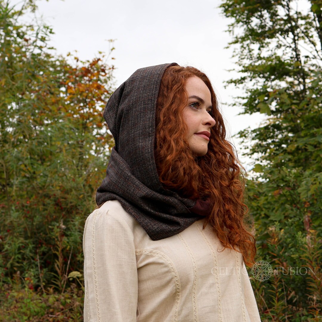 OAK HOODED SCARF | Hooded Infinity Scarf, Grey Tartan, Spirit Hood ...