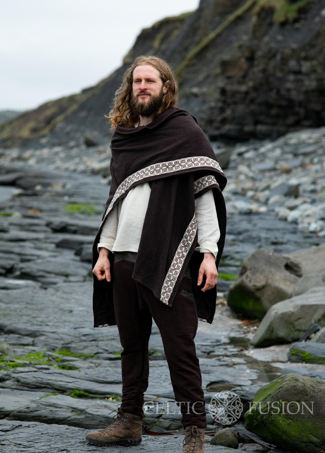 Handwoven Cotton Druid Cape: Celtic Knotwork Embroidered Cloak - Etsy