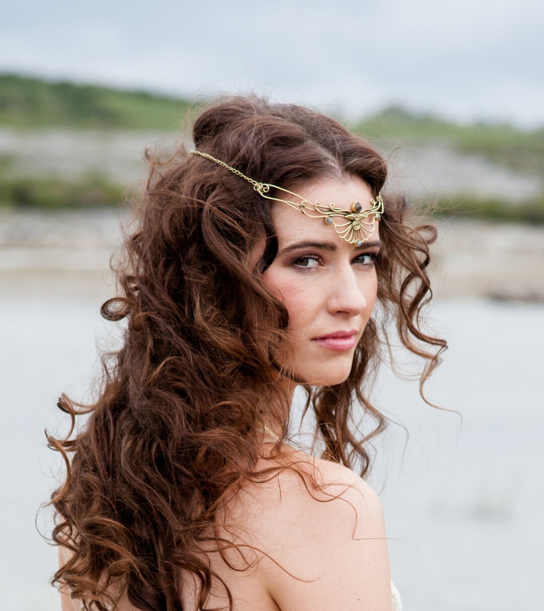 TIARA WEDDING HEADPIECE | Brass Bridal Tiara, Celtic Headdress, Goddess ...