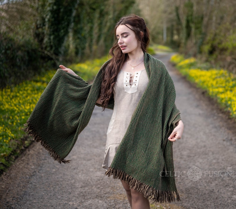 COPPER BROOCH & SHAWL Handwoven Wool Shawl Viking Shawl and - Etsy