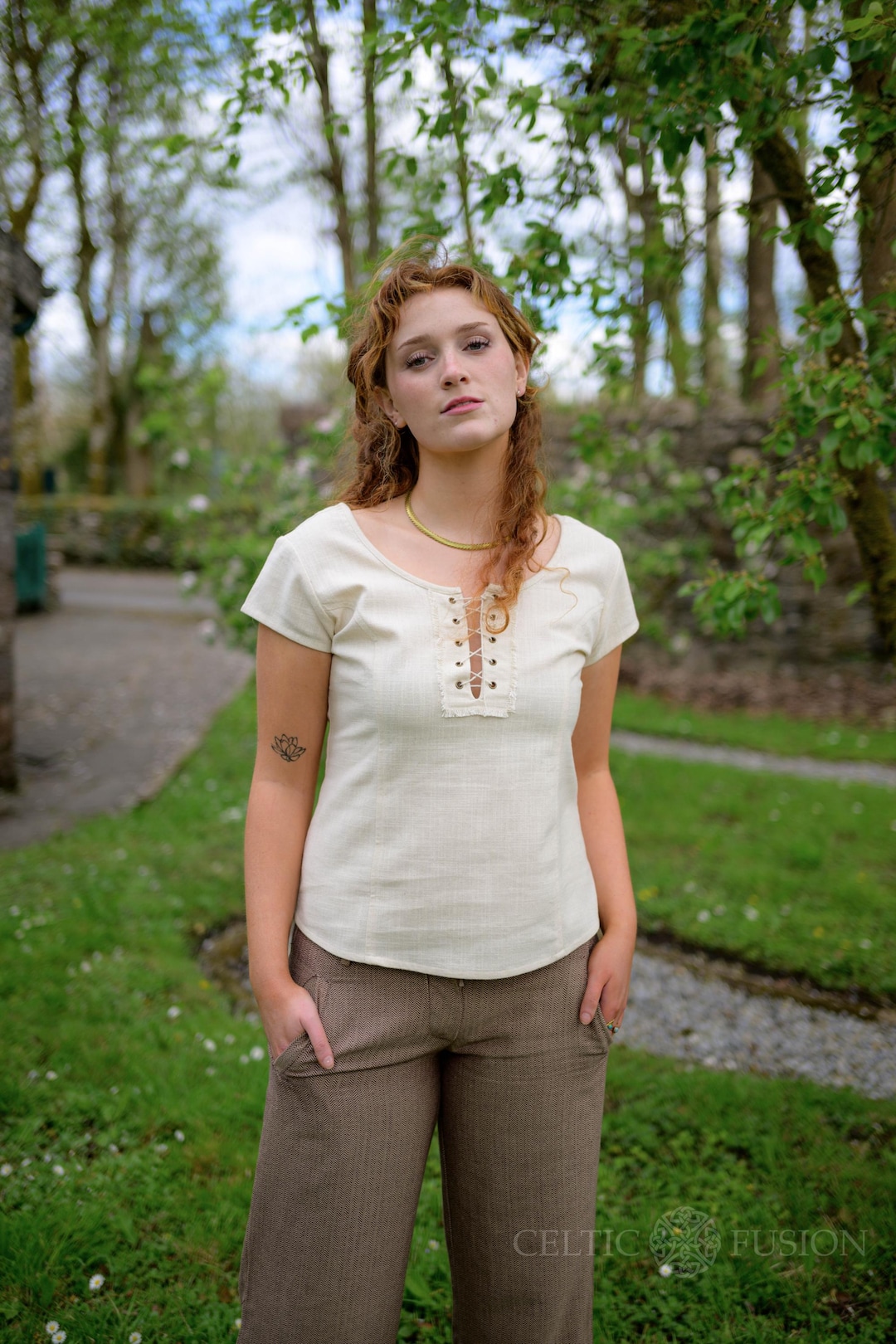Heavy Flax Cotton Folk Tunic | Corset Style, Celtic Top - Etsy