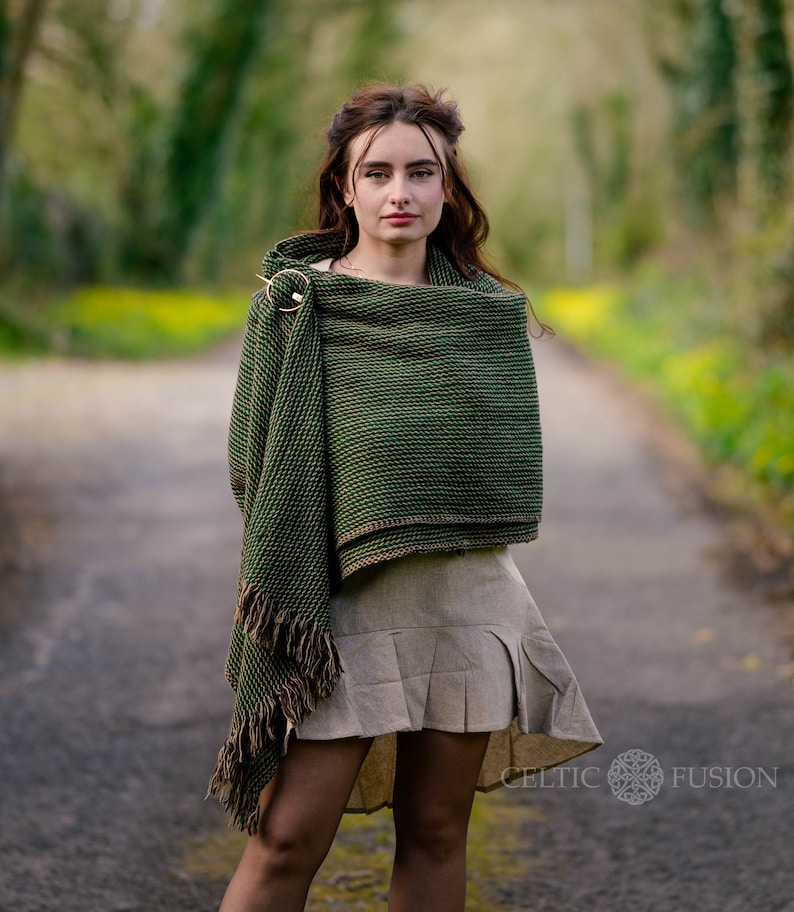 COPPER BROOCH & SHAWL Handwoven Wool Shawl Viking Shawl and - Etsy