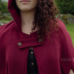 BURGUNDY MAXI CAPE | Red Cape Coat, Maxi Hooded Cloak, Hooded Ruana, Maxi Cloak, Maxi Cloaks ...