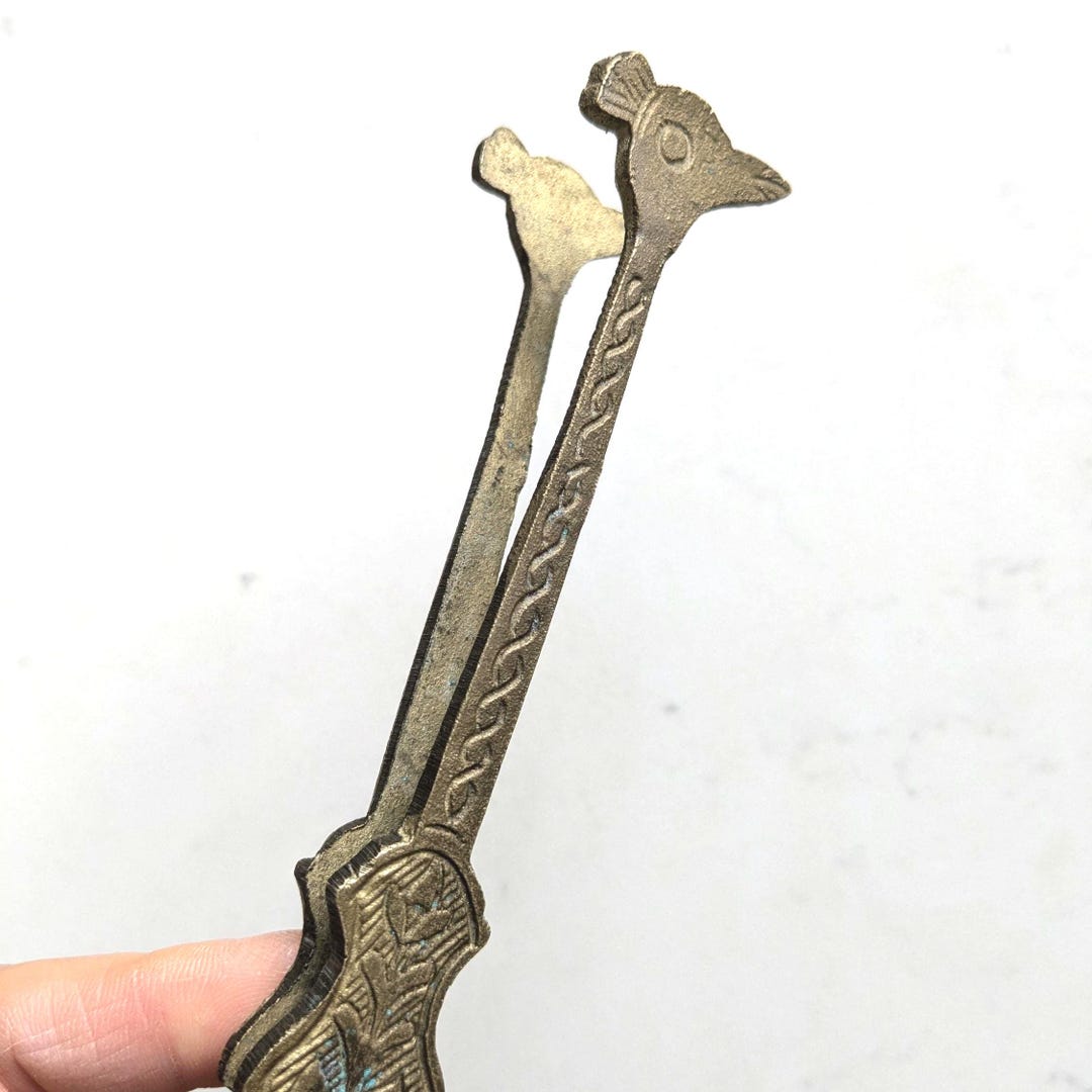 Vintage Antique Brass Sugar Tong Solid Brass With Engraved Bird Pattern ...