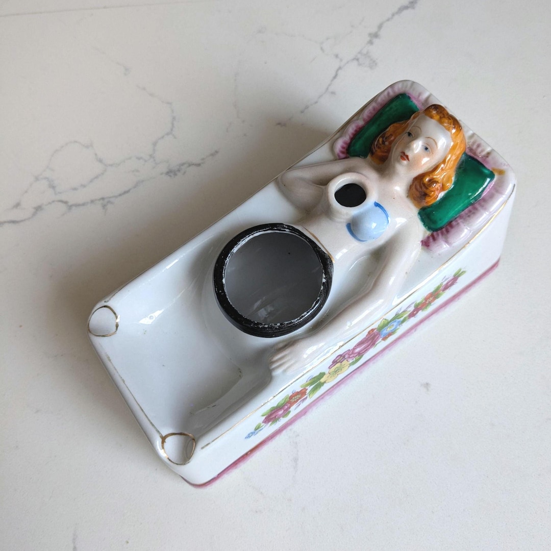 Vintage Risqué Nude Lady Ashtray – Patent TT Japan Porcelain Novelty ...