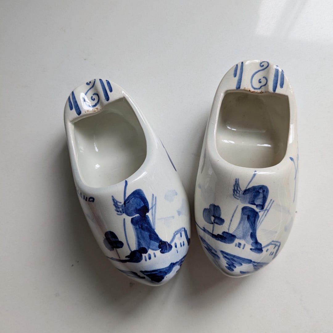 Vintage Holland Delft Blue Ceramic Clogs – Hand Painted Dutch Souvenir ...