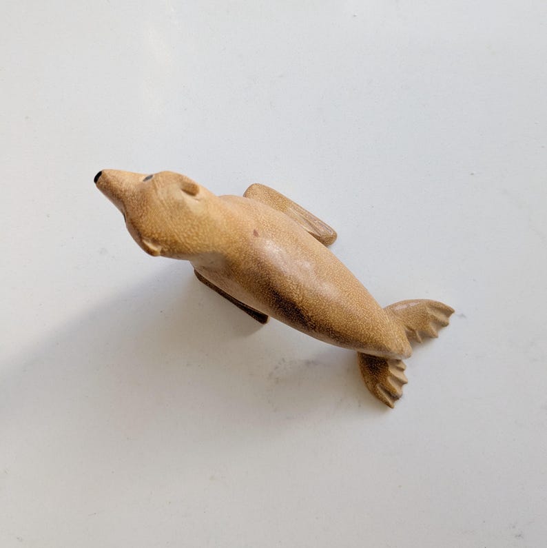Vintage Hand-carved Wooden Seal Figurine – Folk Art Animal Sculpture ...