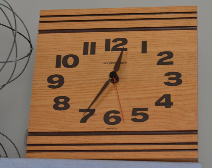 NEW HAVEN Quartz Vintage Square Wood Wall CLOCK - Etsy