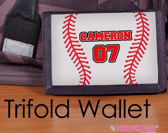 Baseball Wallet, Boys Baseball Wallet, Personalized Wallet, Nylon ...